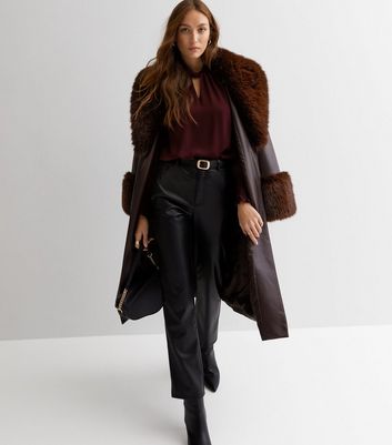 Burgundy High Neck Twist Neck Cut Out Long Sleeve Shell Top | New Look