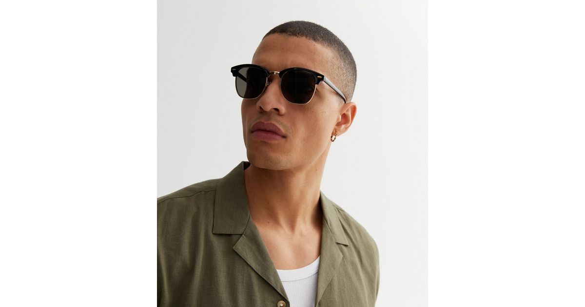 Black Square Frame Sunglasses New Look