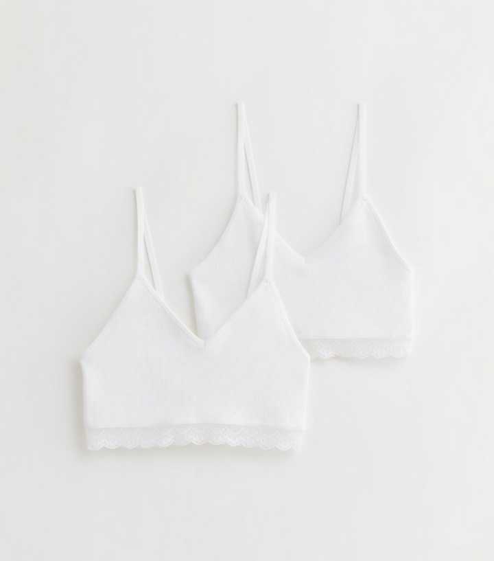 Girls 2 Pack White Lace Trim Crop Tops | New Look