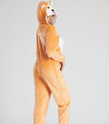 Loungeable Tan Fleece Corgi Onesie New Look