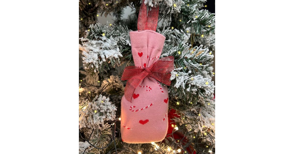 Loungeable Pink Heart Candy Cane Socks in a Sock Bag | New Look