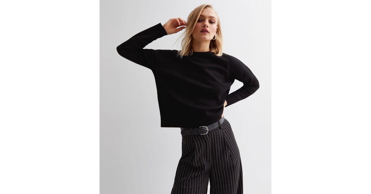Black Knit Crew Neck Boxy Jumper | New Look