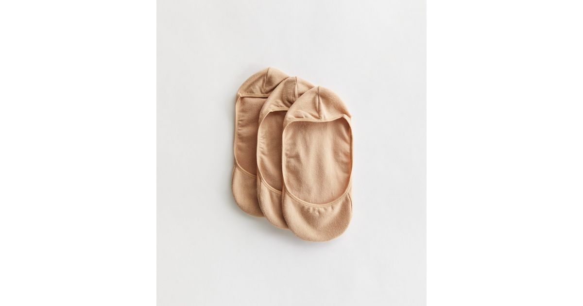 3 Pack Stone Invisible Liner Socks | New Look