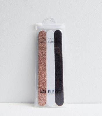 3 Pack Multicoloured Glitter Nail File Set | New Look