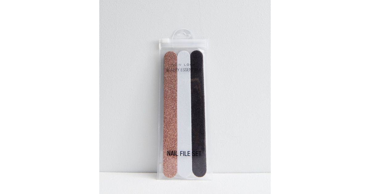 3 Pack Multicoloured Glitter Nail File Set | New Look