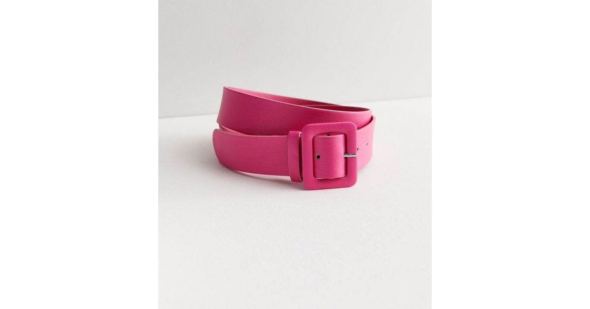 Bright Pink Leather-Look Buckle Belt | New Look