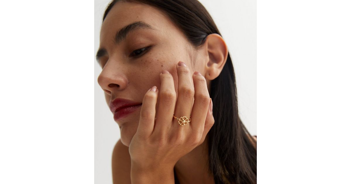 Gold Open Flower Ring | New Look