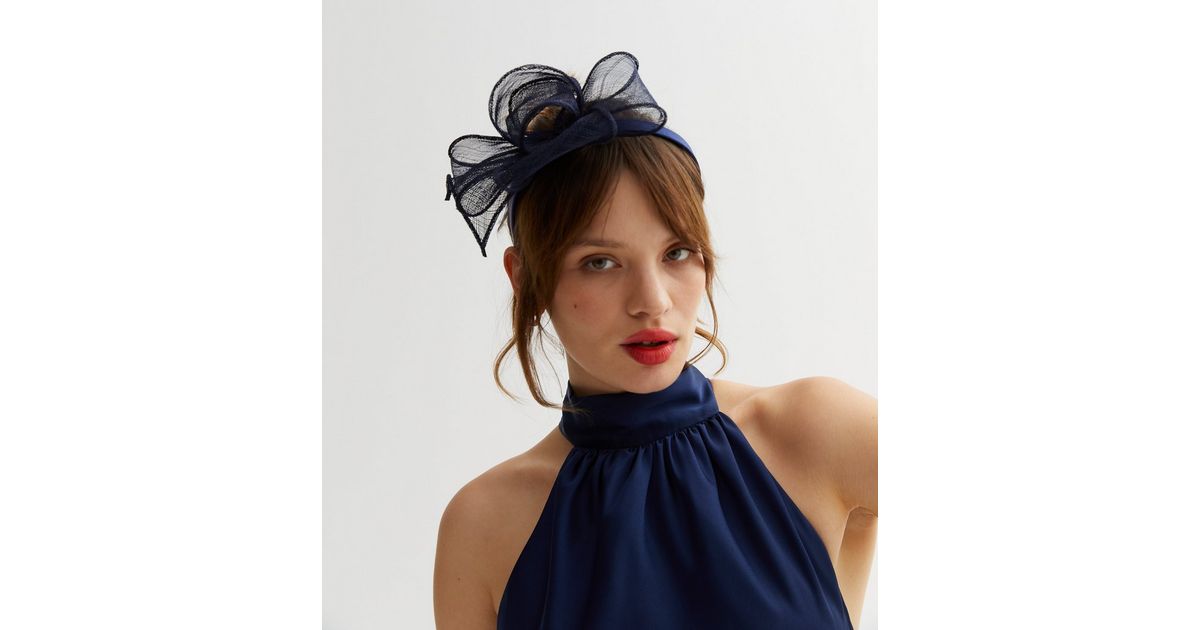 Navy Loop Bow Fascinator Headband | New Look