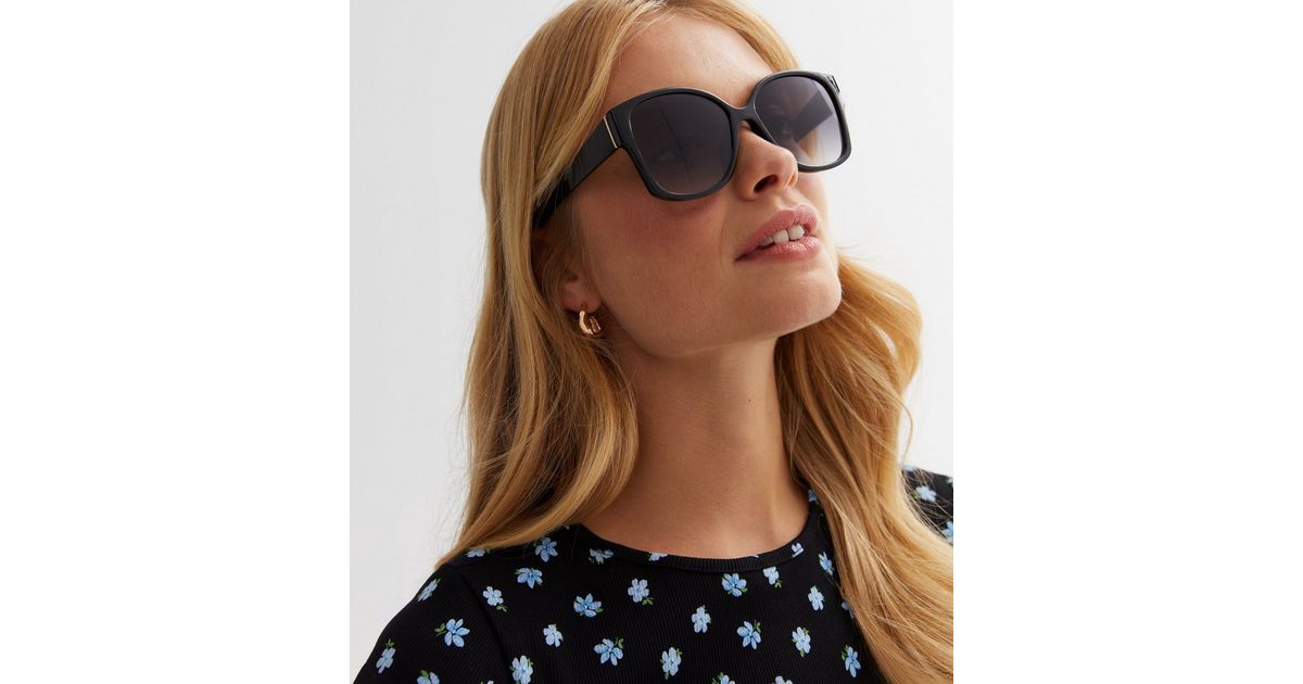 Black Square Frame Sunglasses | New Look
