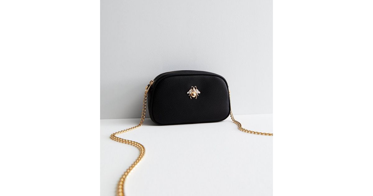 Black Bee Embellished Cross Body Camera Bag | New Look