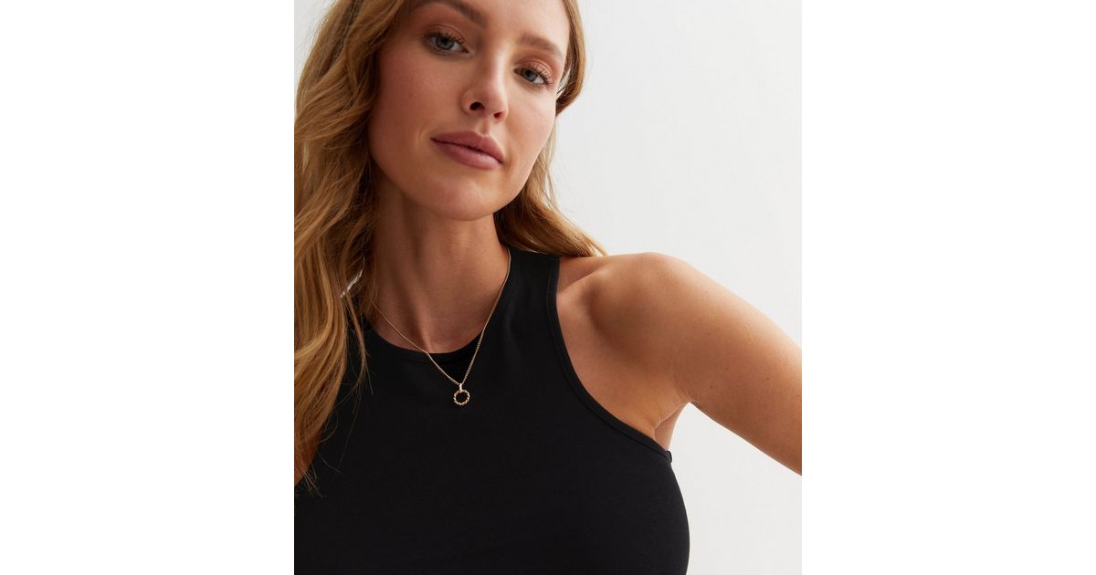 Black Jersey Crop Racer Vest | New Look