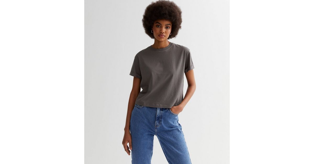 Grey Cotton Boxy T-Shirt | New Look