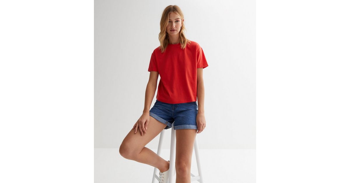 Red Jersey Boxy T-Shirt | New Look