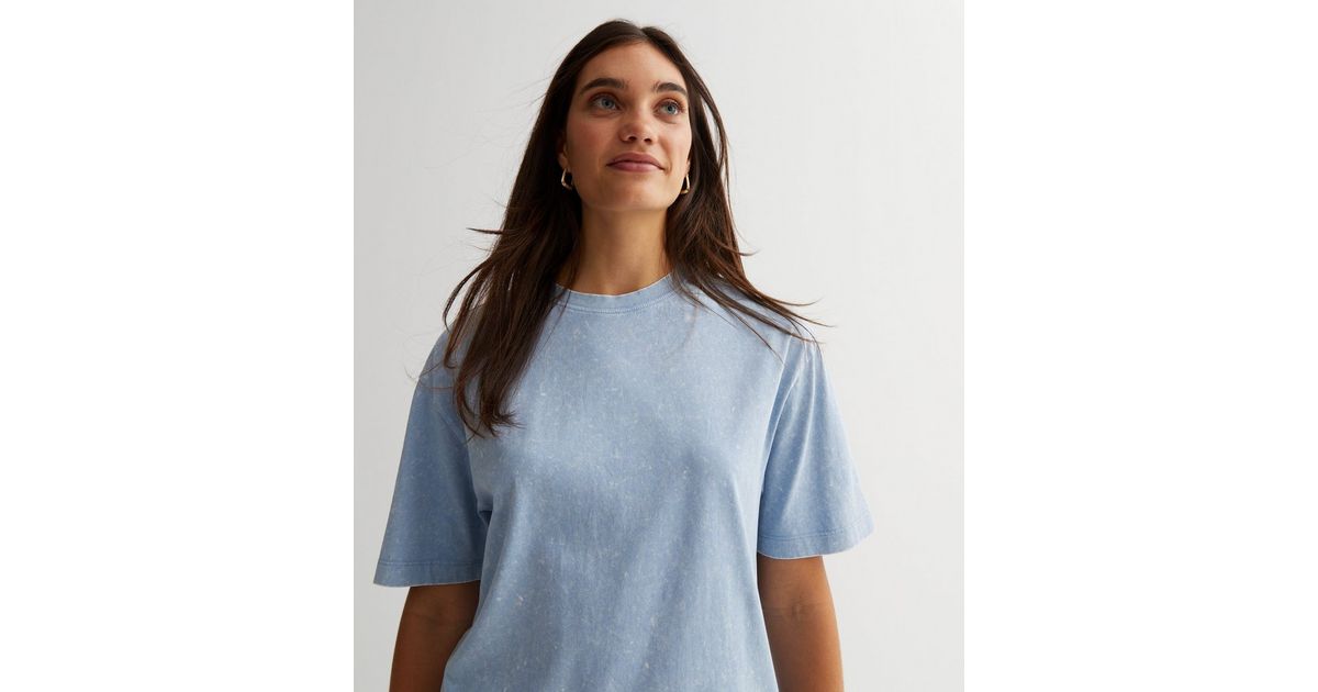Blue Acid Wash Oversized T-Shirt | New Look