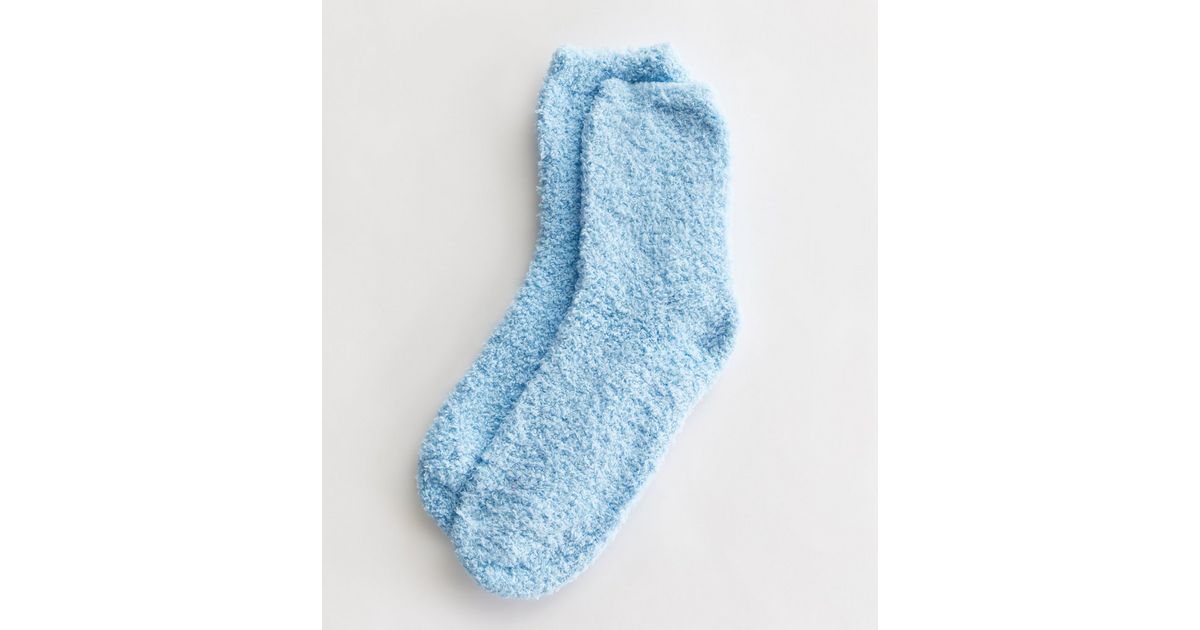 Bright Blue Fluffy Socks | New Look