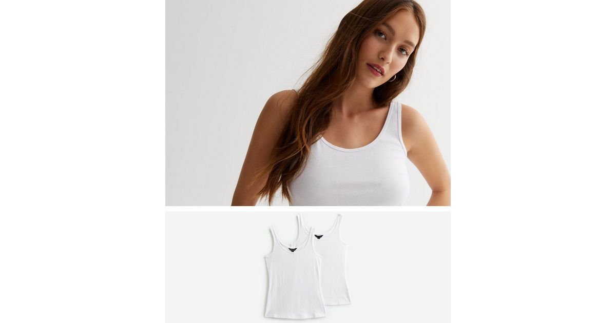 2 Pack White Jersey Vests | New Look