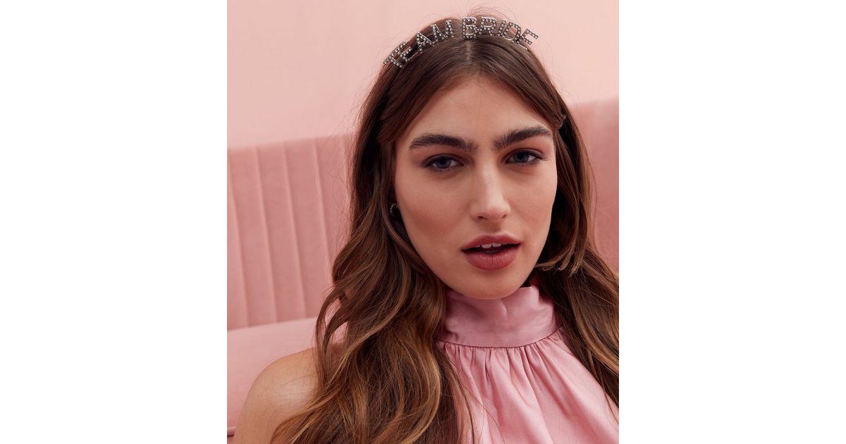 Silver Metal Diamanté Team Bride Headband | New Look