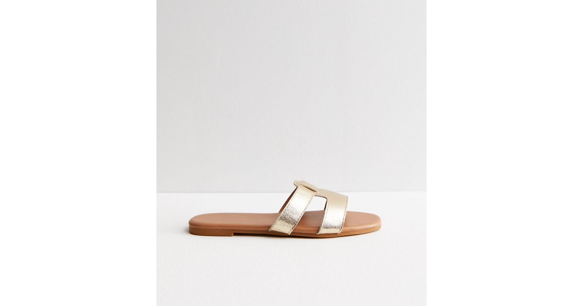 Gold Metallic Sliders | New Look