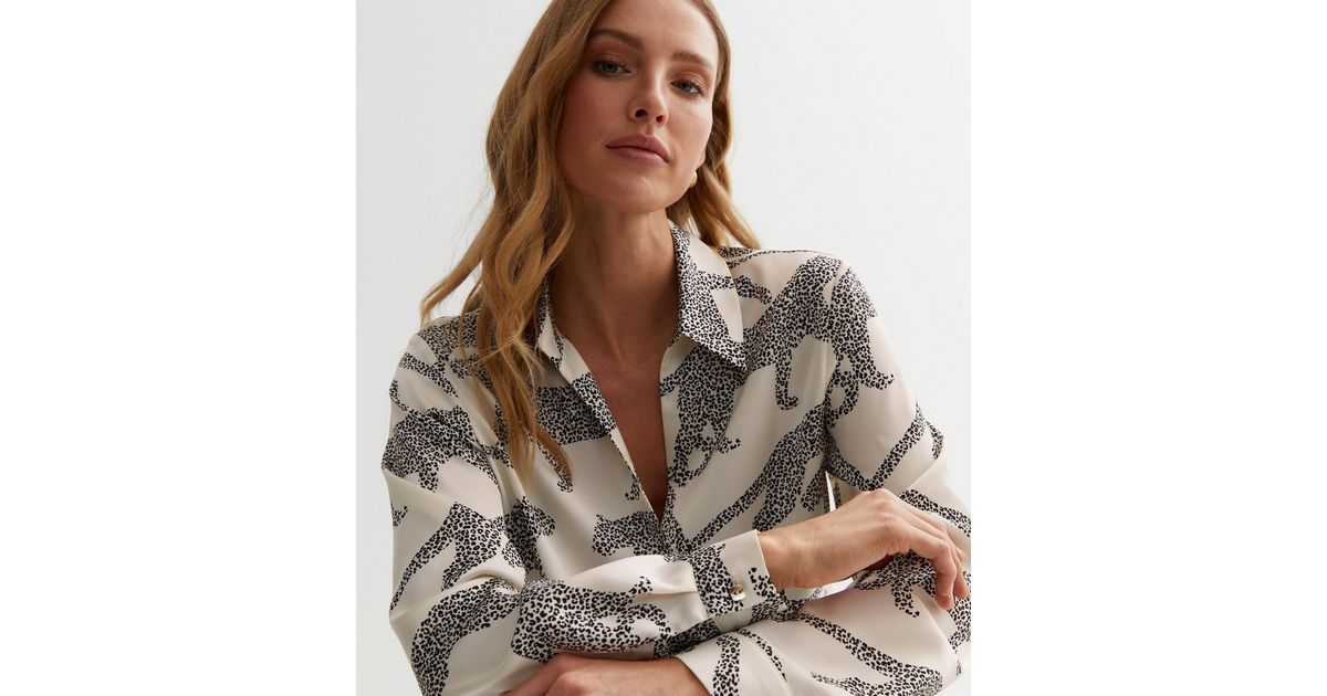 Off White Leopard Print Long Sleeve Shirt | New Look