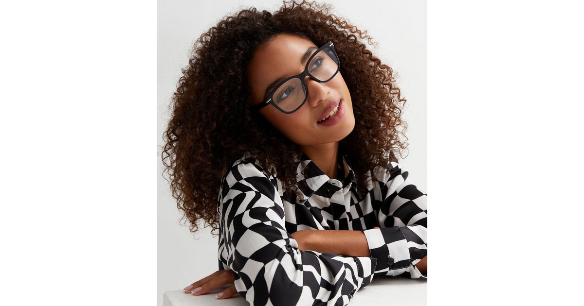 Black Large Rectangle Reading Glasses | New Look