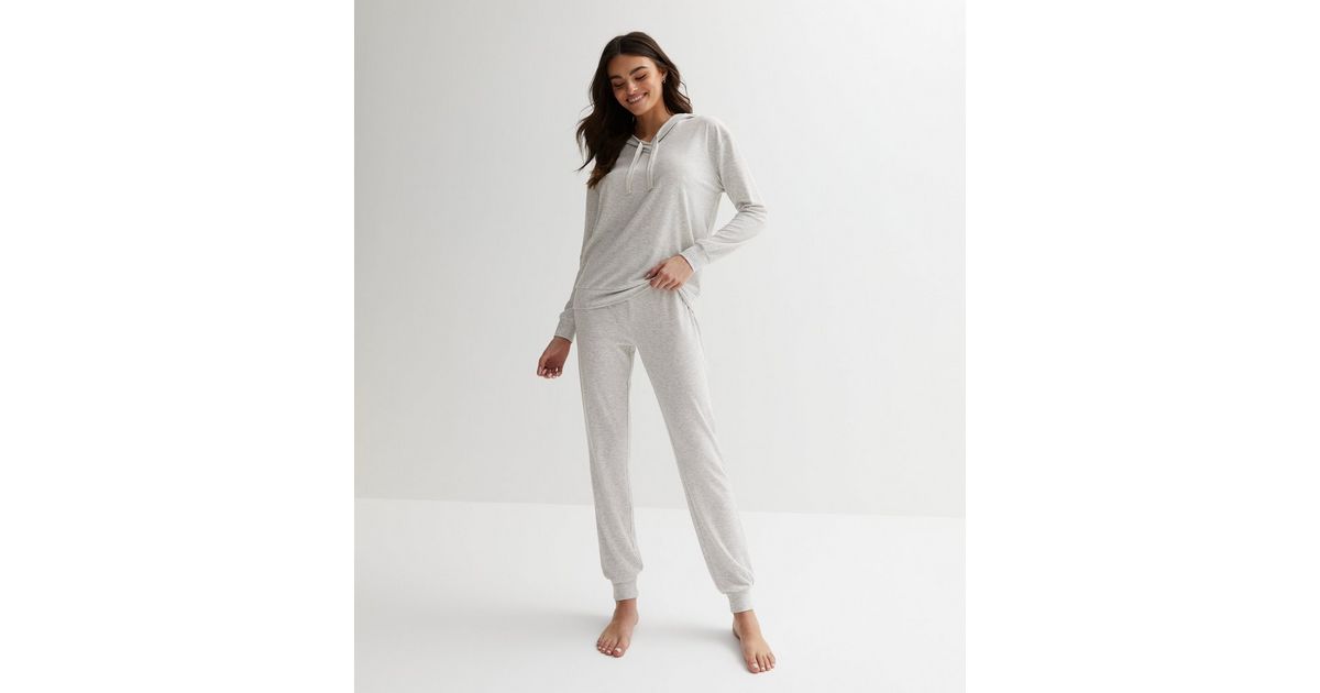 Grey Ribbed Lounge Joggers | New Look