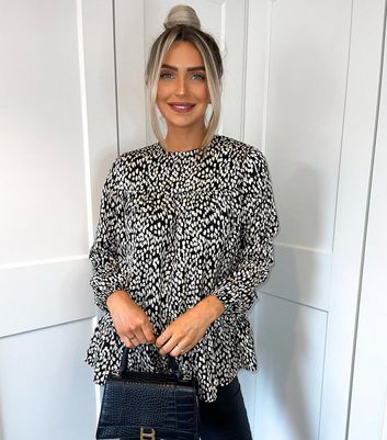 AX Paris Black Animal Print Tiered Blouse | New Look