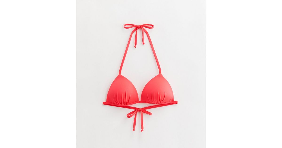 Mid Pink Moulded Triangle Bikini Top | New Look