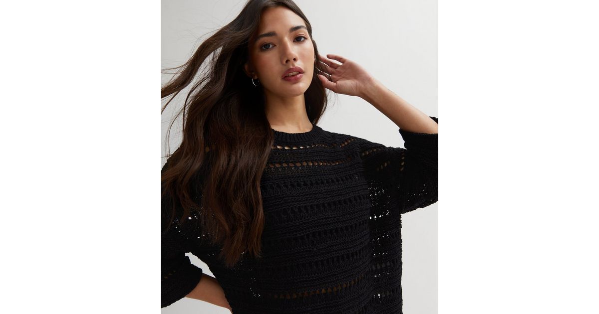 Black Ladder Knit Long Sleeve Jumper | New Look