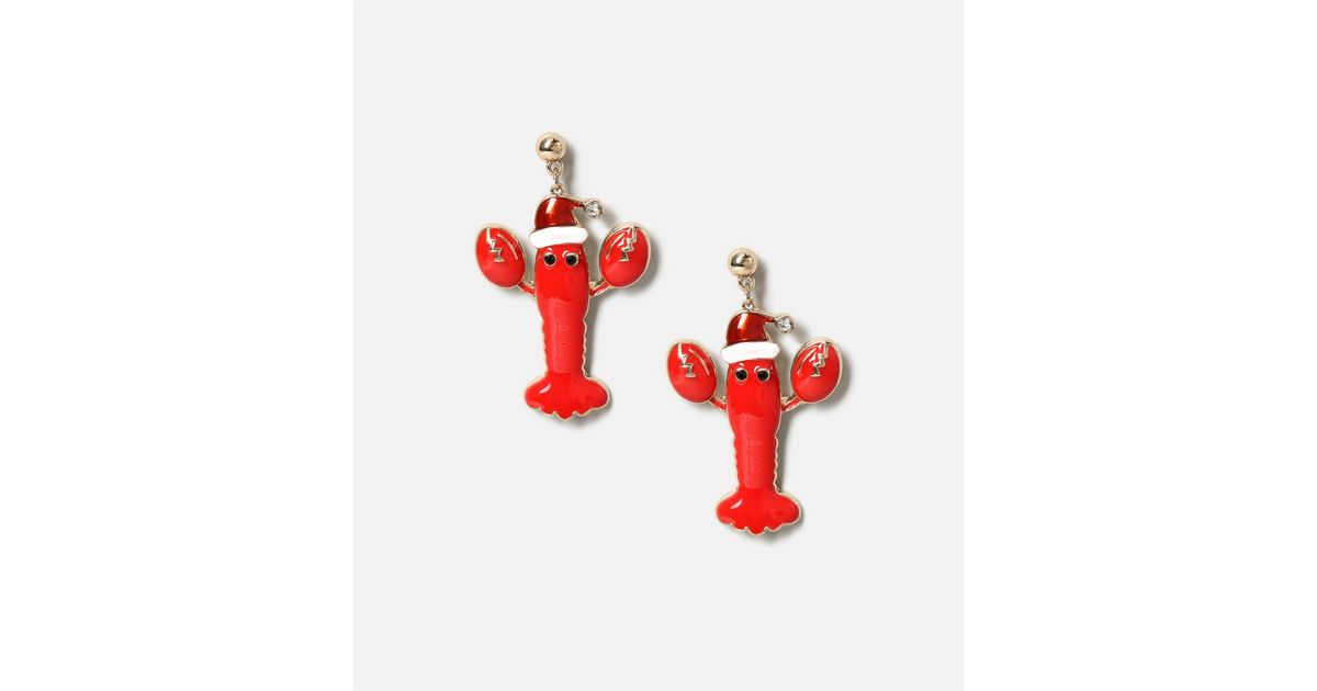 Freedom Red Festive Lobster Drop Earrings | New Look