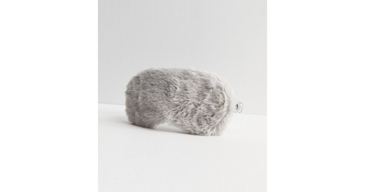 Pale Grey Faux Fur Eye Mask | New Look