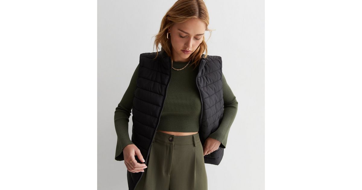 Black Lightweight Padded Gilet | New Look
