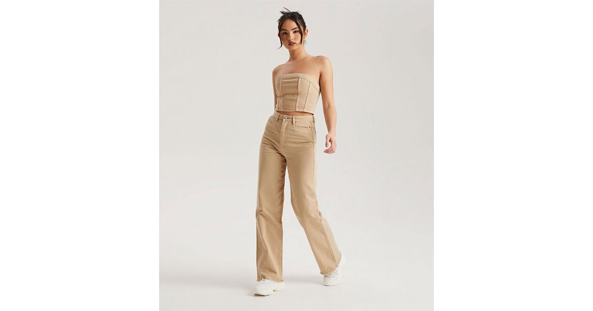Urban Bliss Stone High Waist Wide Leg Jeans | New Look