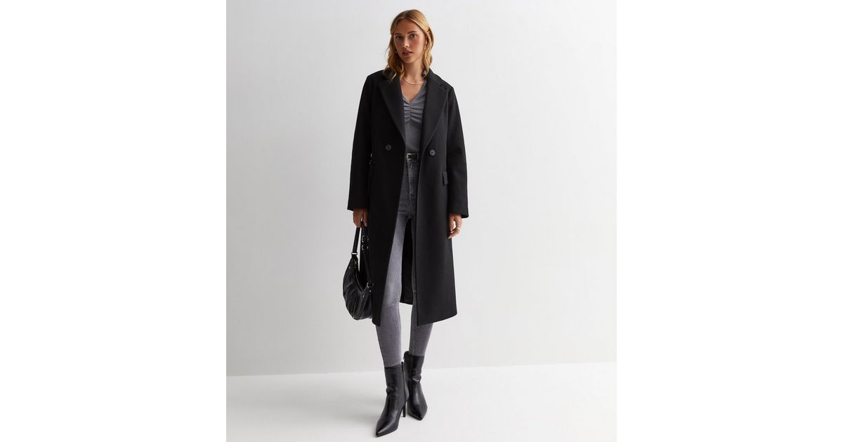 Black Longline Formal Coat | New Look