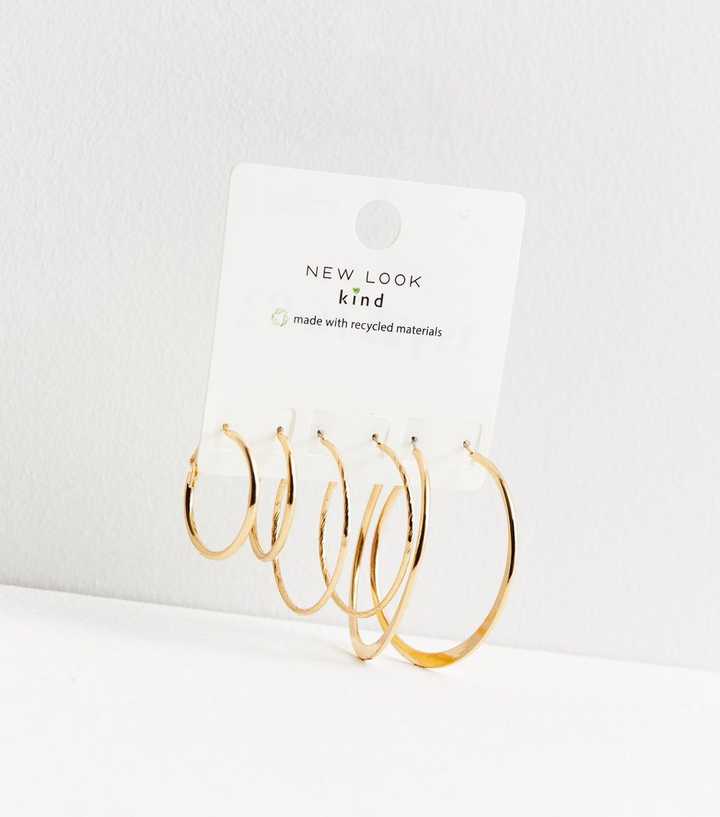 3 Pack Gold Mixed Hoop Earrings | New Look