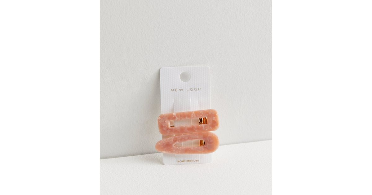 2 Pack Pink Resin Hair Slides | New Look