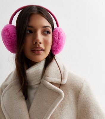 Bright Pink Faux Fur Ear Muffs | New Look