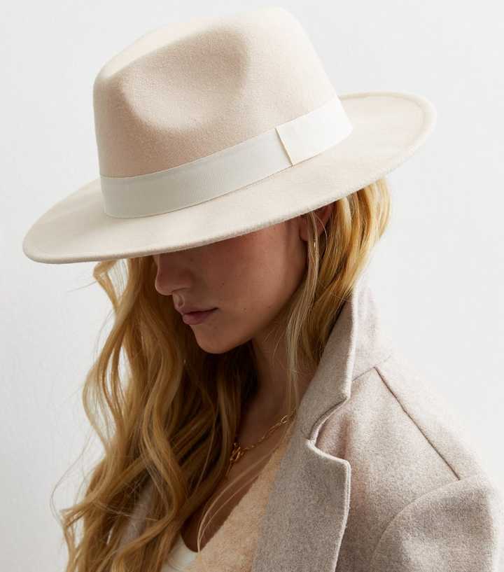 Cream Ribbon Trim Fedora | New Look