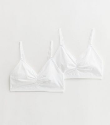 Girls Pack of 2 White Ruched-Front Seamless Bras | New Look