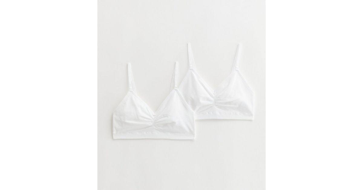 Girls Pack of 2 White Ruched-Front Seamless Bras | New Look