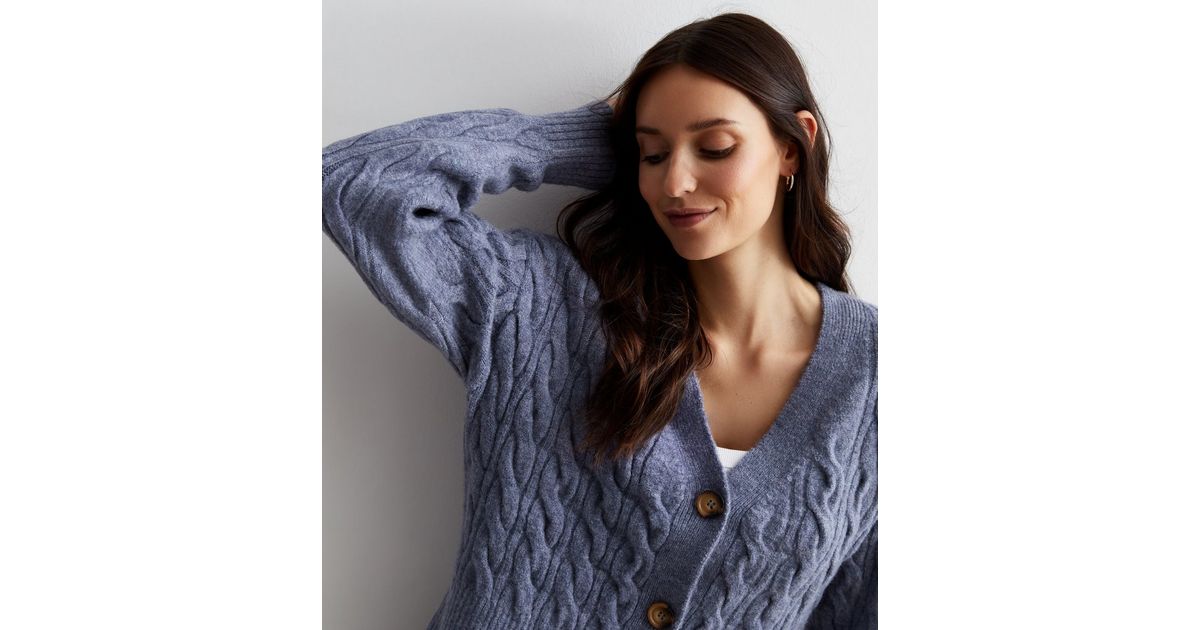 Blue Cable Knit Cardigan | New Look