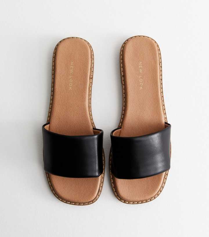 Black Single Strap Mules | New Look