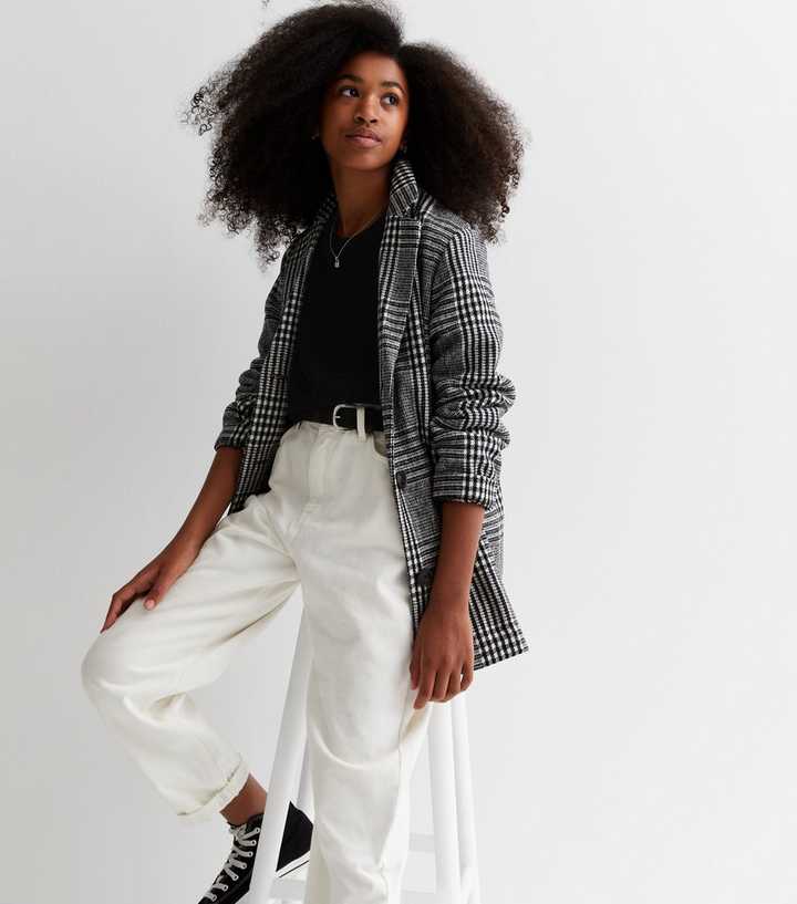Girls Black Check Relaxed Fit Blazer | New Look