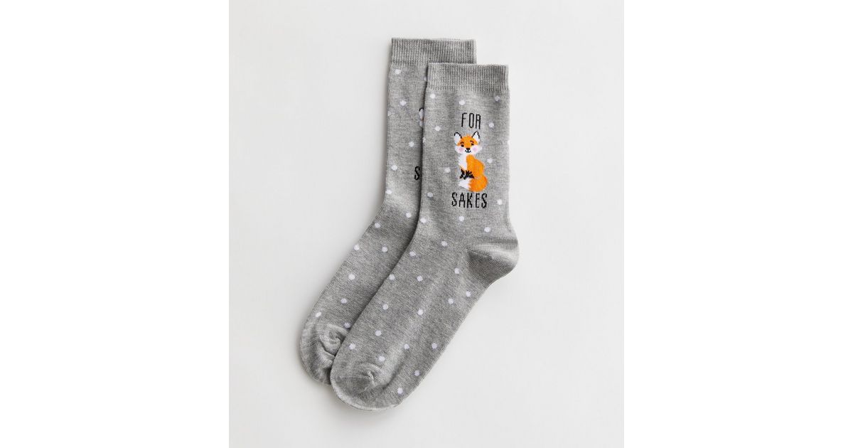 Grey For Fox Sakes Socks | New Look