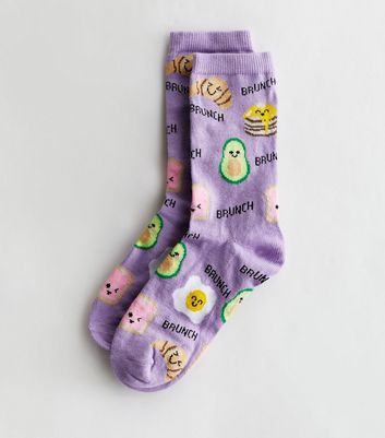 Lilac Brunch Socks | New Look