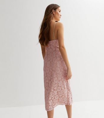 Premium Pale Pink Lace Bodycon Midi Dress | New Look