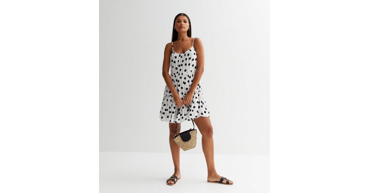 White Spotty Strappy Mini Sun Dress | New Look