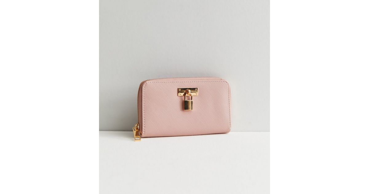 Pale Pink Padlock Purse | New Look