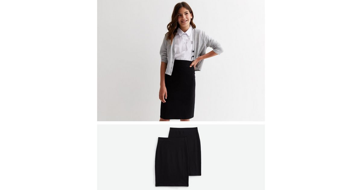 Girls 2 Pack Pencil Tube School Skirts New Look