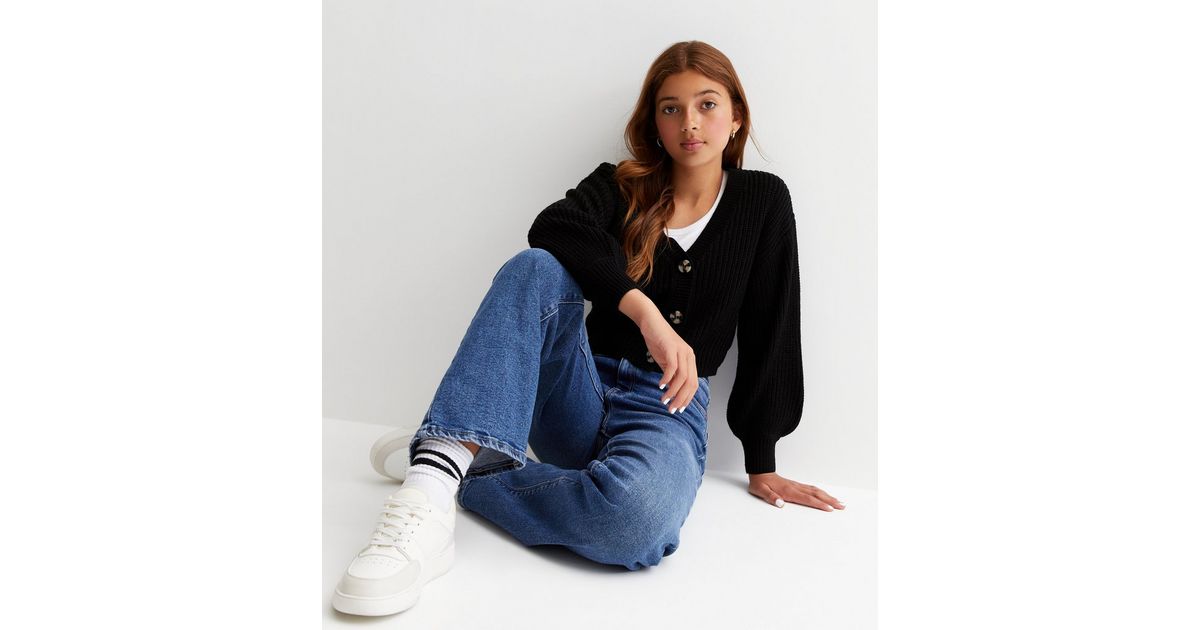 Girls Black Chunky Knit Cardigan | New Look