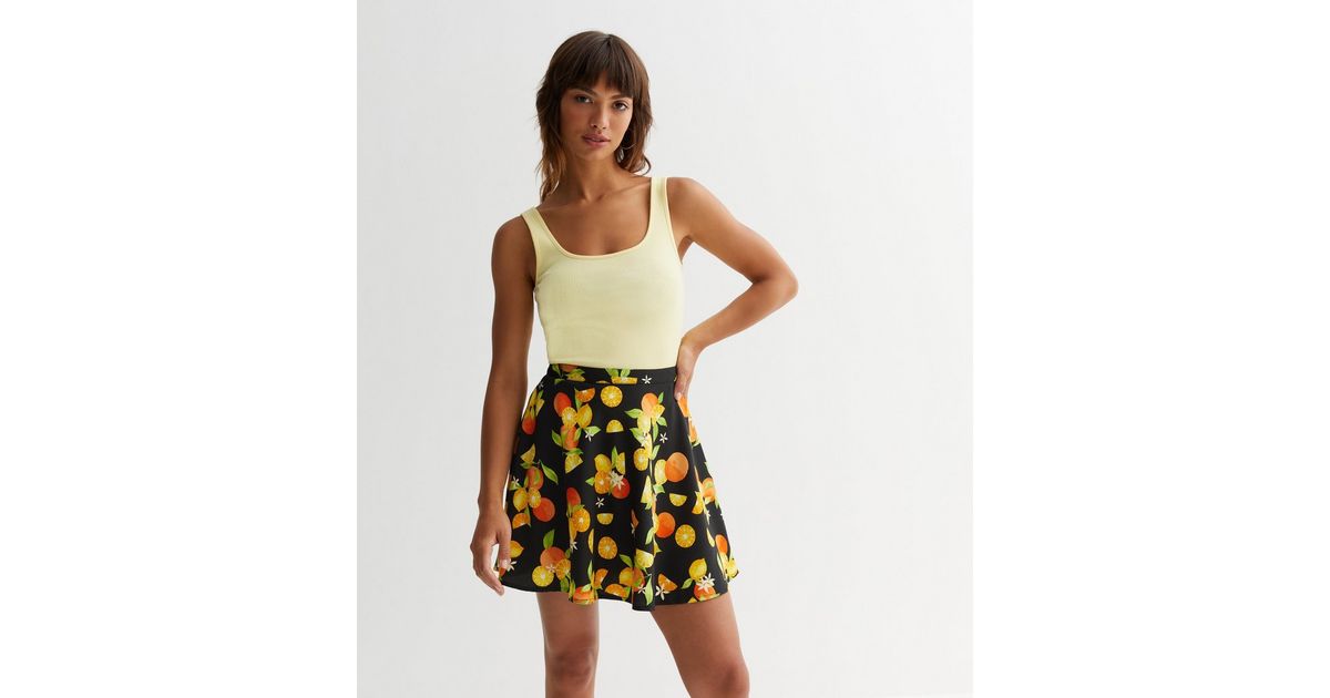 Black Fruit Flippy Mini Skirt | New Look